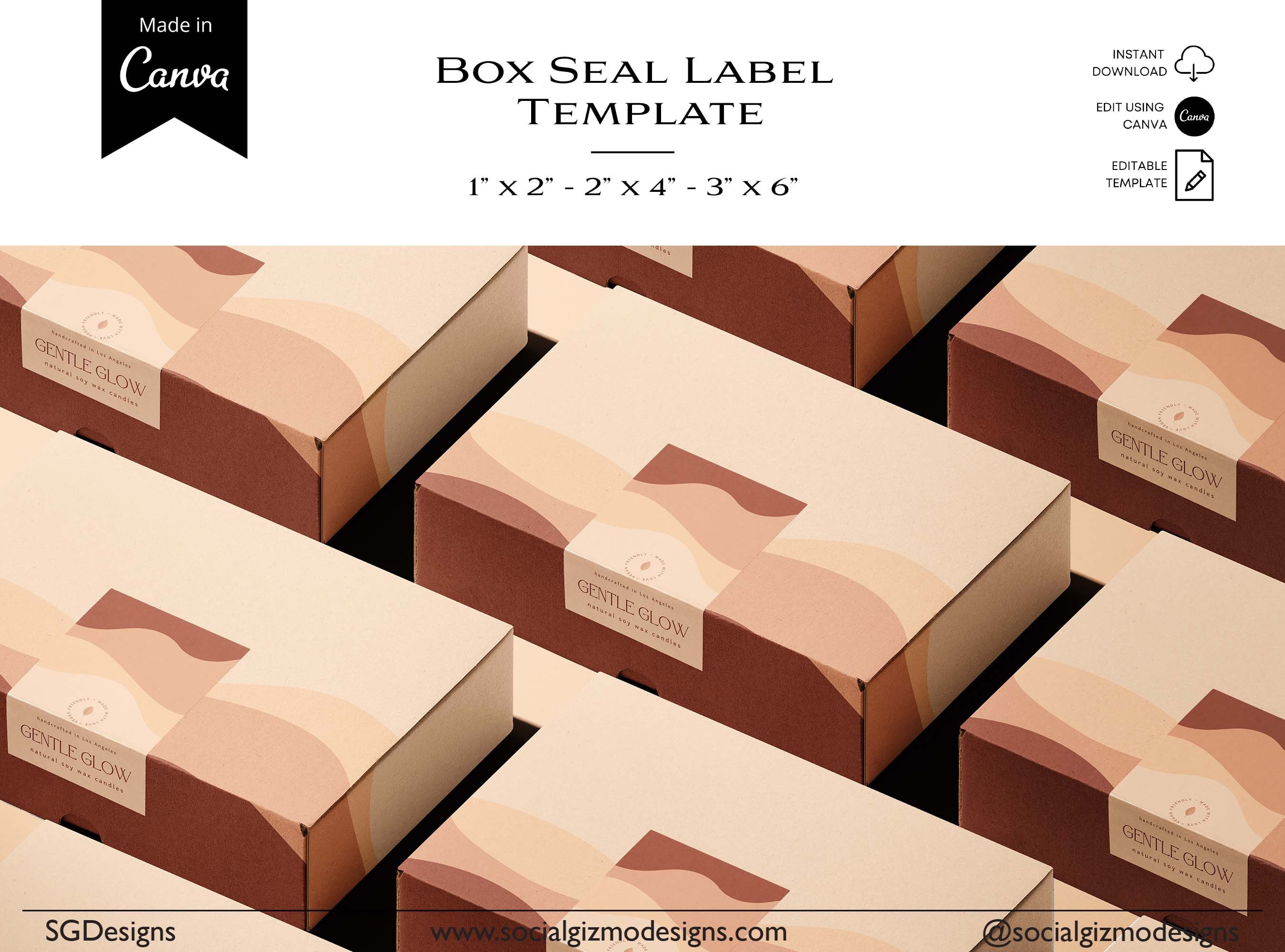 Box Seal Label Template, Boho Sticker, DIY Printable Boho Box Seal ...