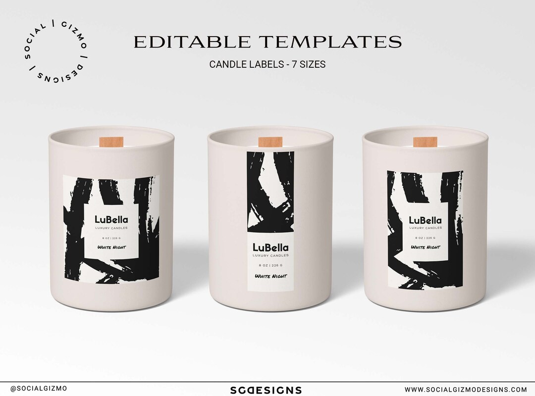 Modern Black Candle Label Template: DIY Luxury Candle Packaging Design ...
