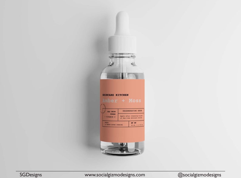 Apothecary Dropper Label Template Canva, Minimal Skincare Bottle Label ...