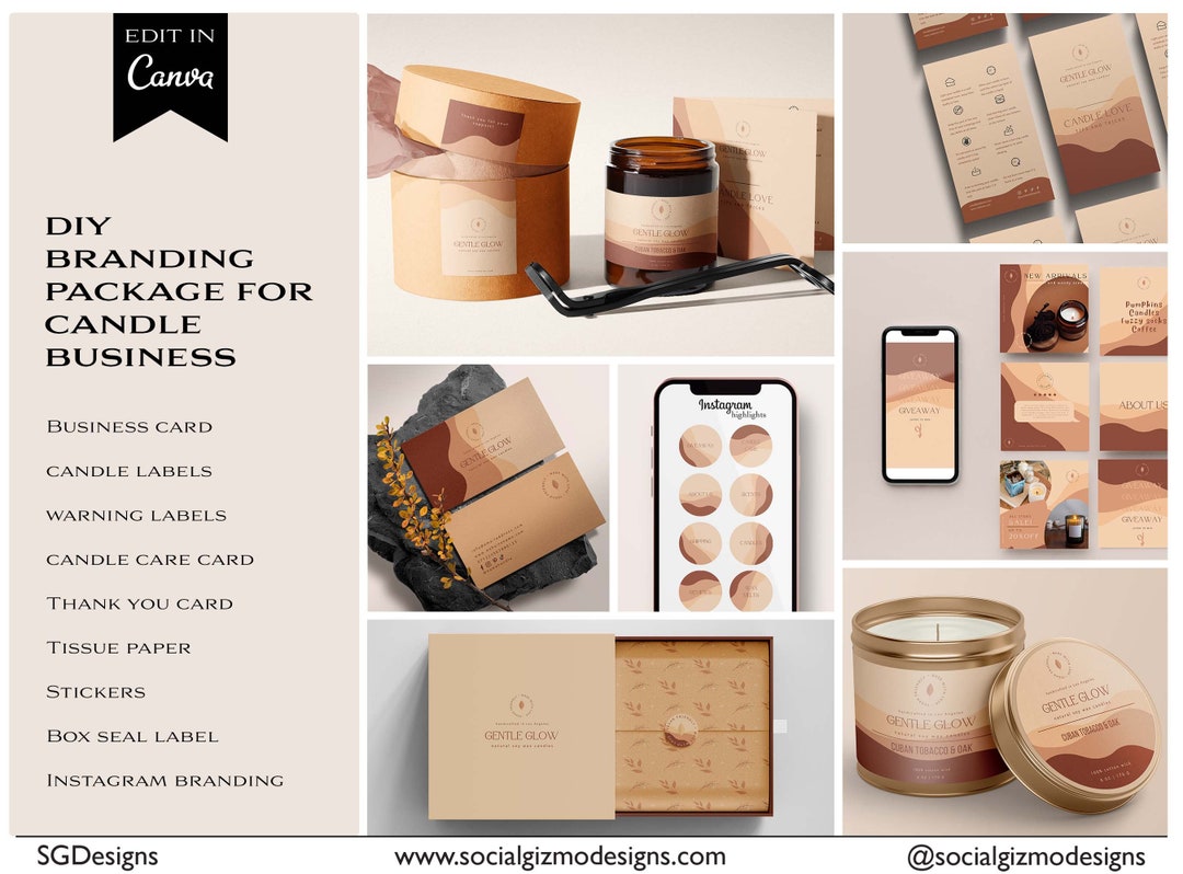 DIY Boho Candle Business Branding Templates, Boho Brand Kit for Candles ...
