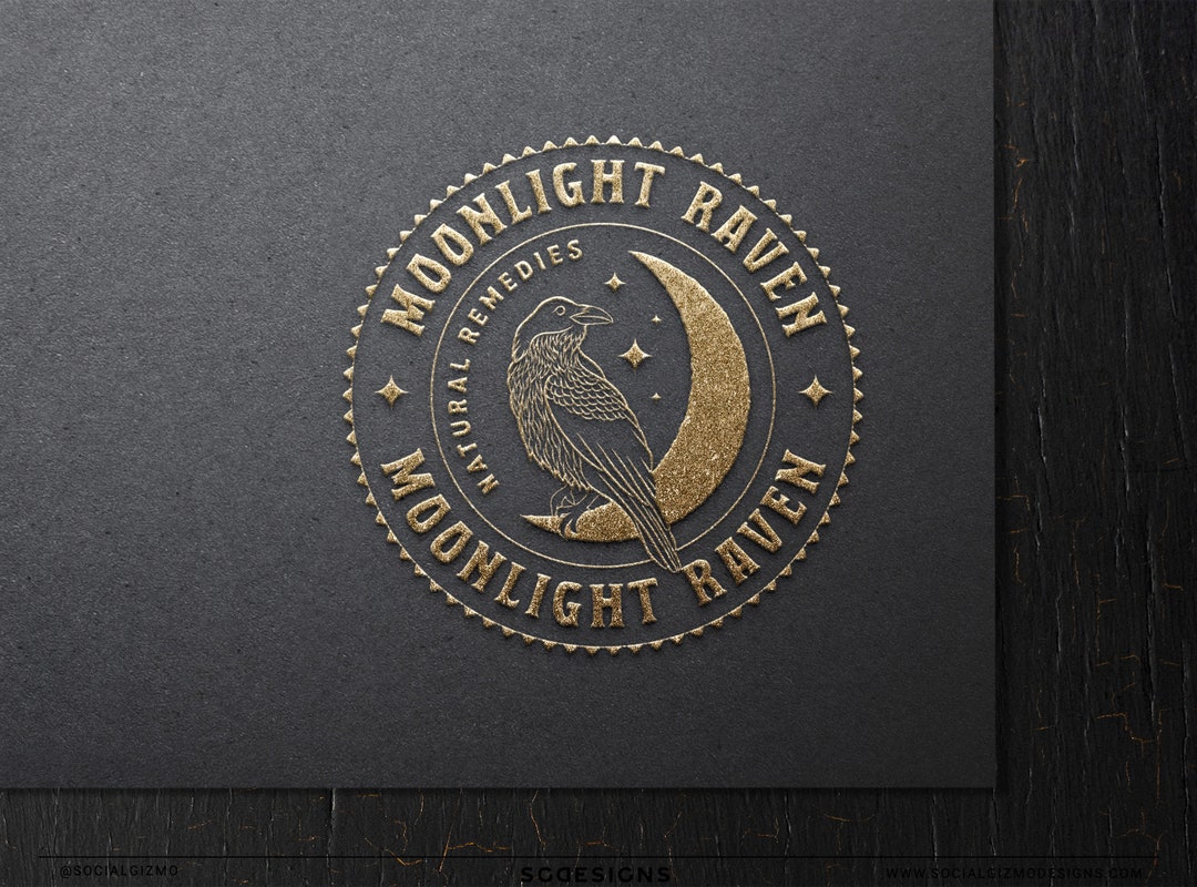 Goth Raven and Moon Logo, Witchcraft Moon and Raven Logo Design, Dark ...