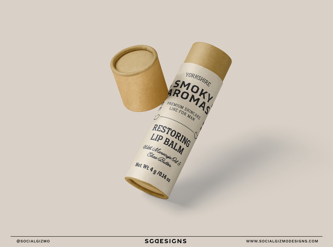 Vintage Lip Balm Label Template, Masculine Wrap Around Chapstick Label ...