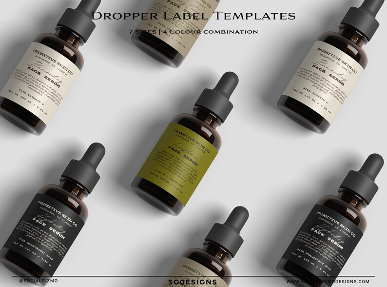 Minimal DIY Dropper Label Template Black Editable Serum Label - Etsy