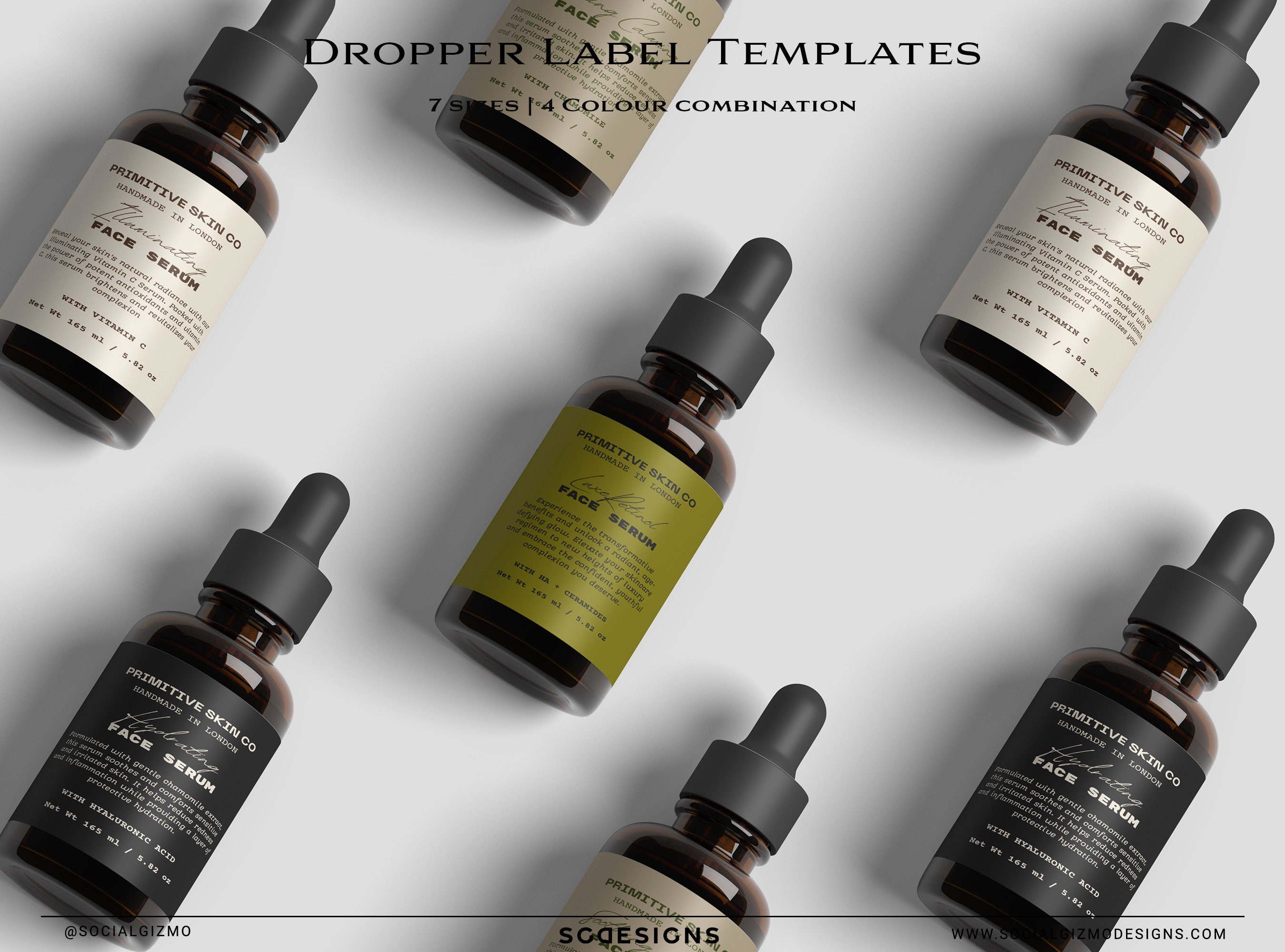 Minimal DIY Dropper Label Template, Black Editable Serum Label Template ...