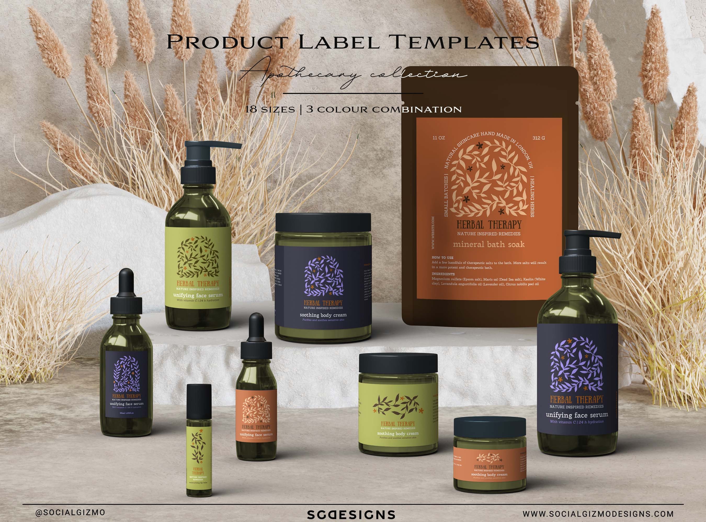 DIY Botanical Skincare Label Templates, Apothecary Skincare Label ...