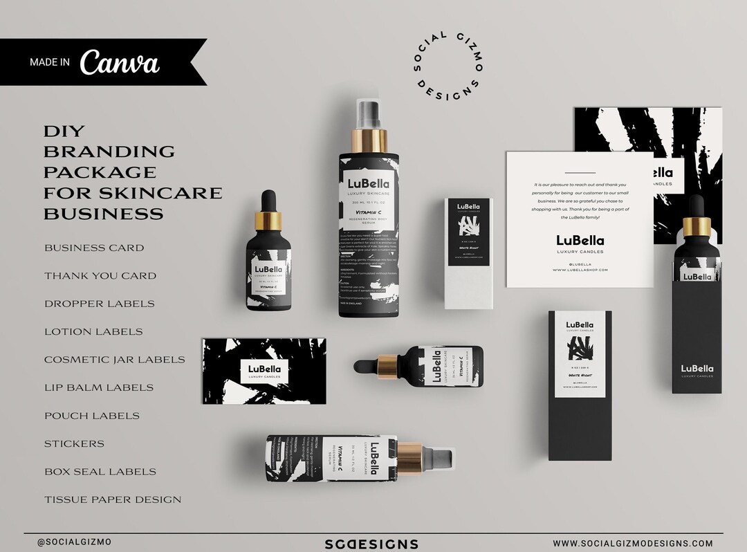 Modern and Bold Skincare Branding Kit, Black Minimalist Skincare ...