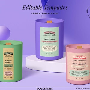 DIY Retro Candle Labels, Funky Retro Candle Label Templates, Tin ...