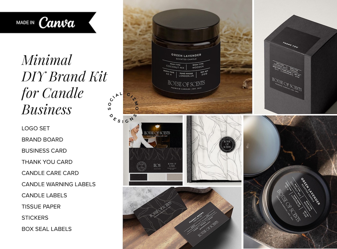 Luxury Candle Brand Kit Canva, Minimal Candle Branding Kit, Modern ...
