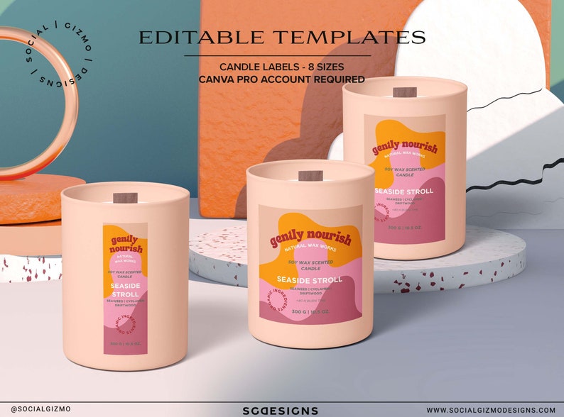 Editable Bold Candle Labels, Modern Retro Candle Label Templates, Tin ...