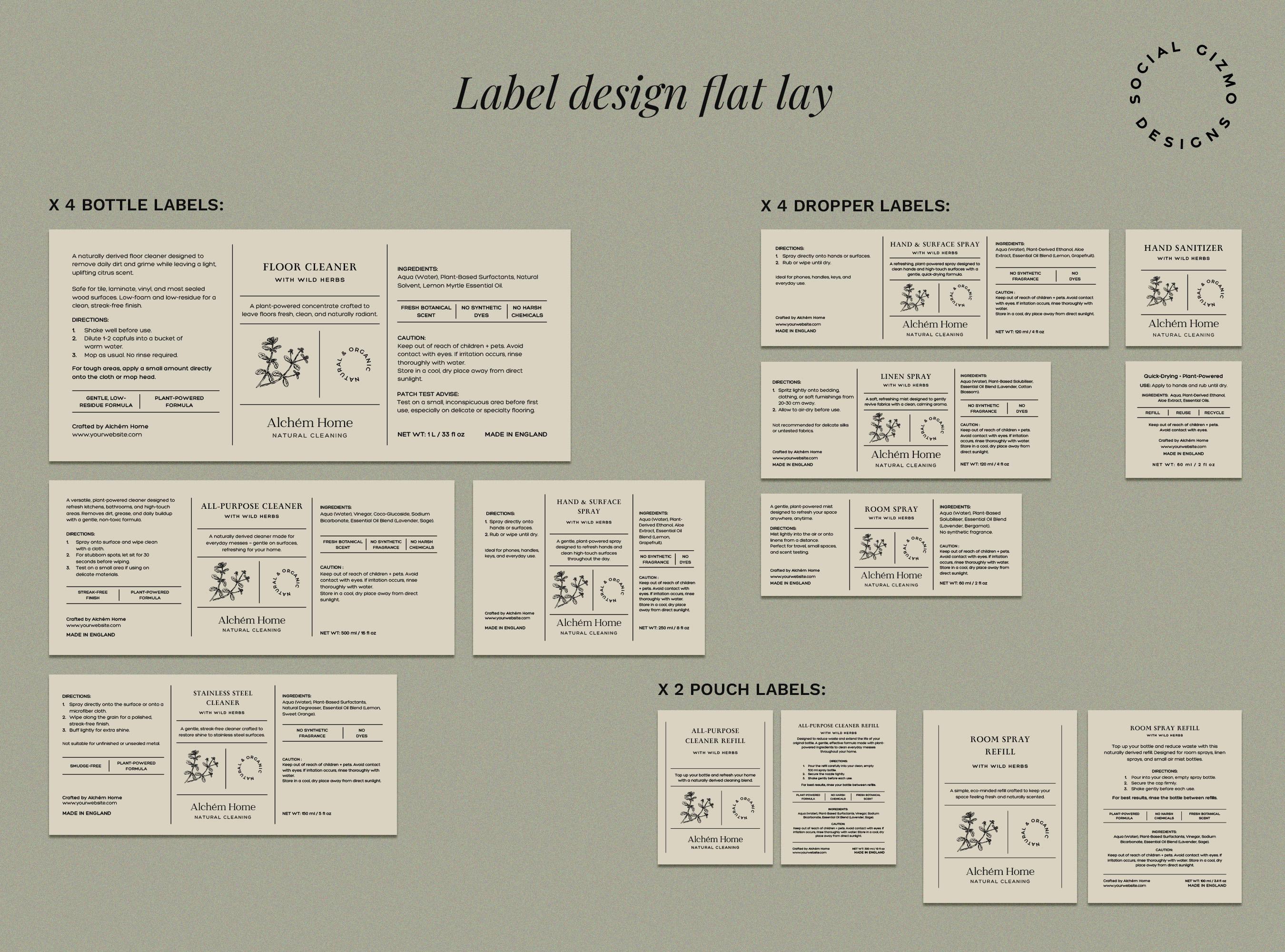 Apothecary Cleaning Label Bundle, Editable Canva Templates, Modern ...