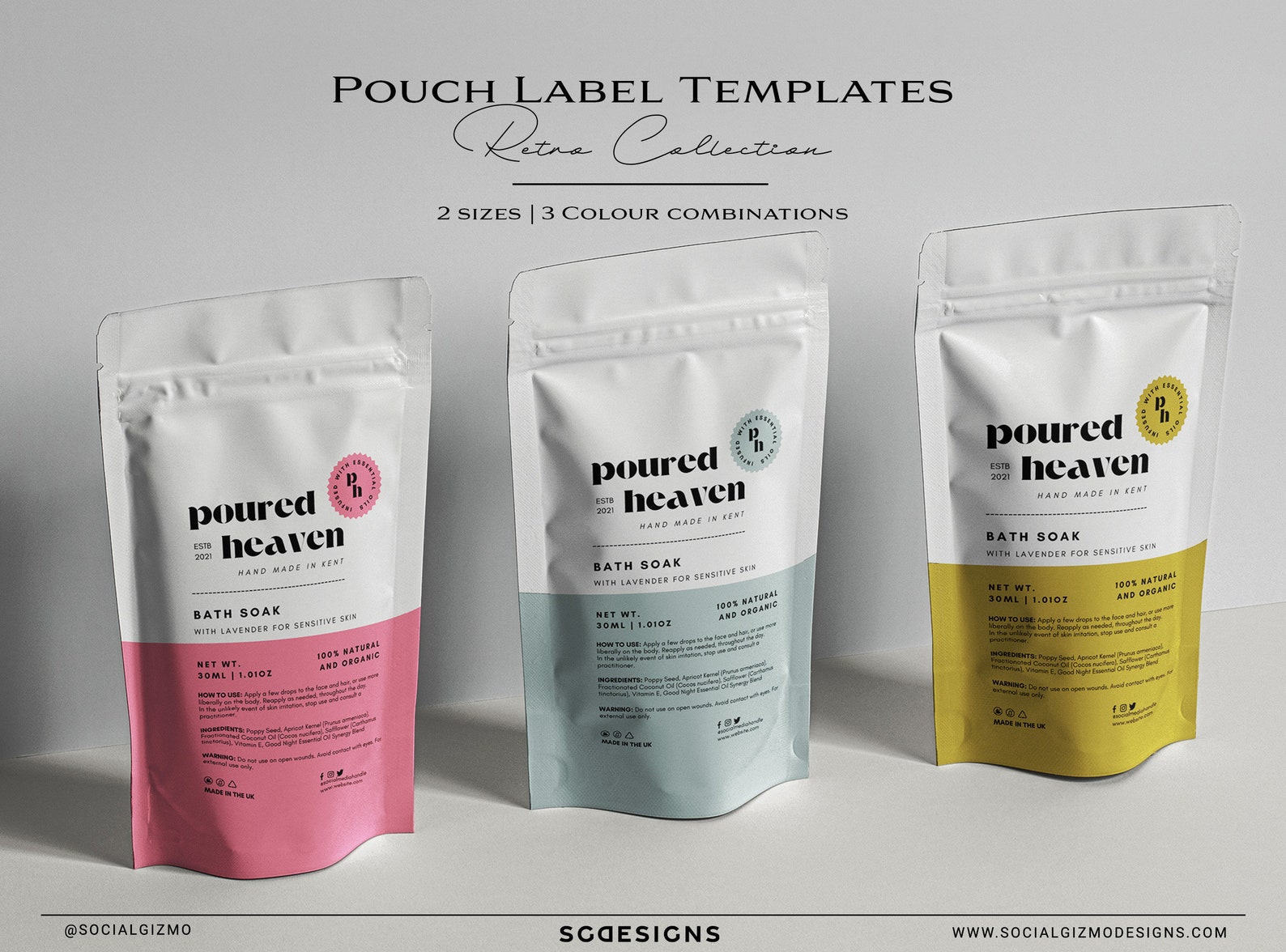 Retro Pouch Label Templates, Editable Pouch Label Template, DIY Retro ...
