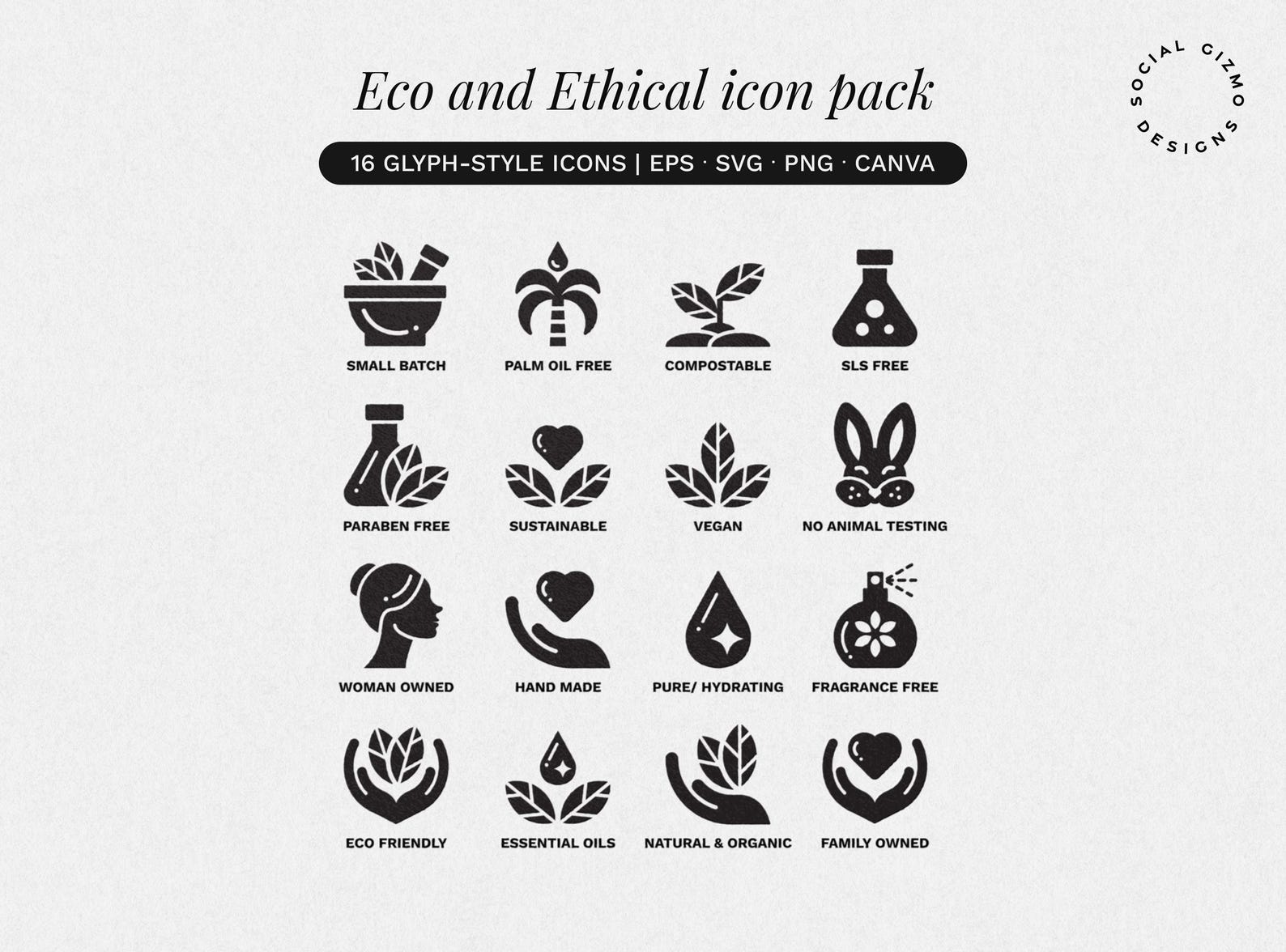 Eco Friendly Icons SVG PNG, Sustainable Packaging Icon Set, Ethical ...