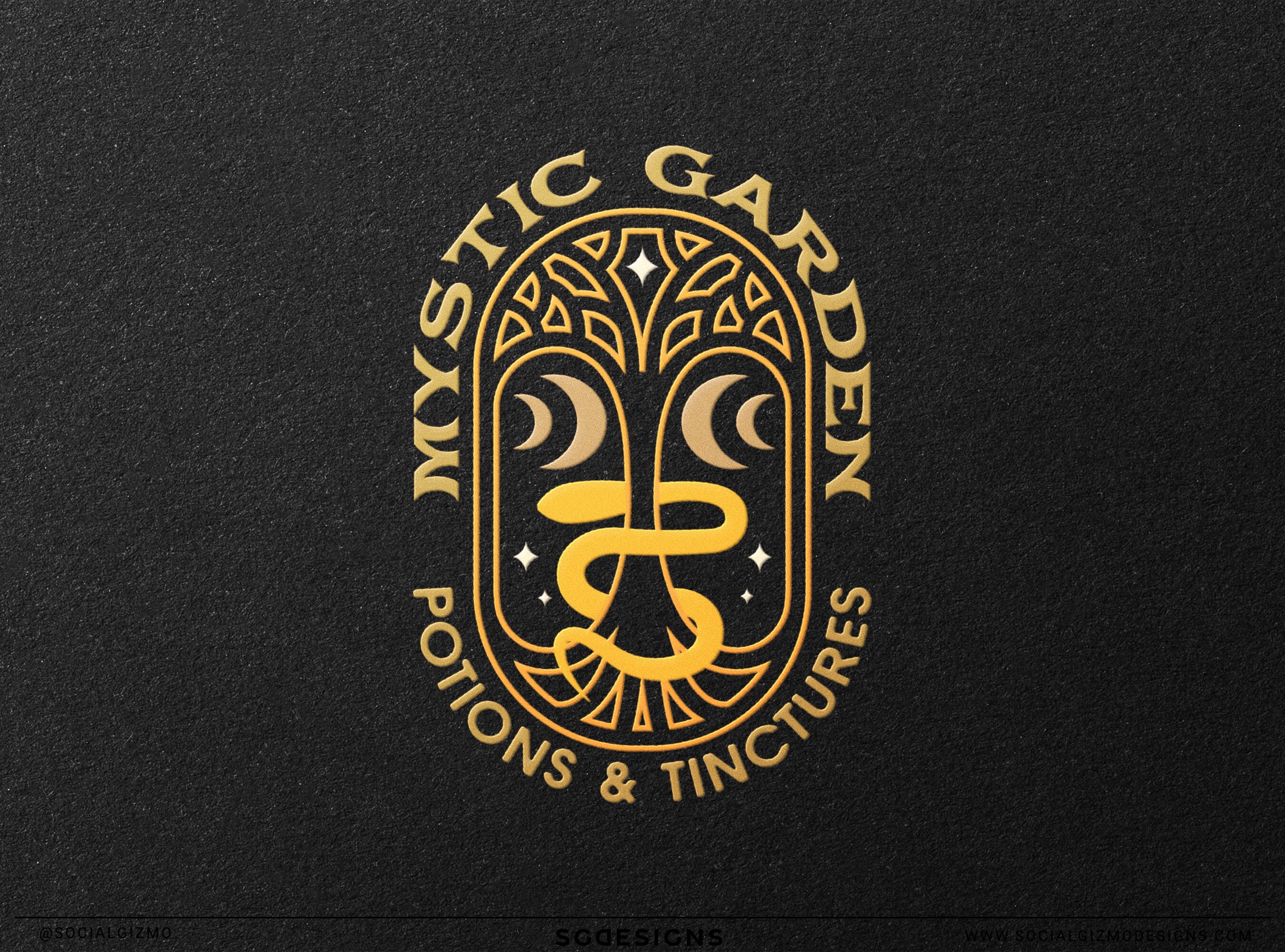 Tree of Life Logo, Witchcraft Logo Design, Dark Academia Logo, Serpent ...