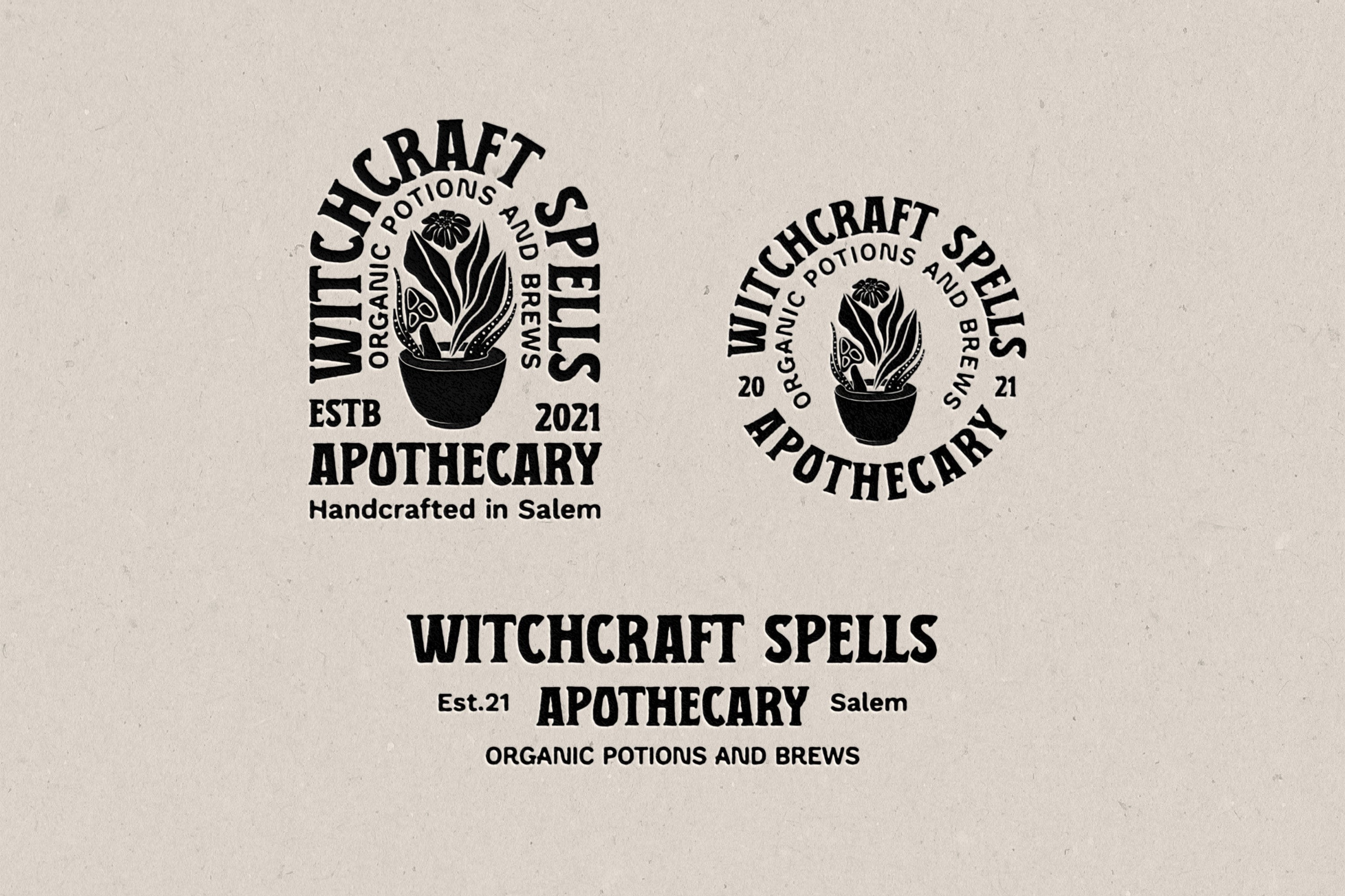 Vintage Apothecary Logo Suite, Witchy Herbalist Branding, Occult Emblem ...