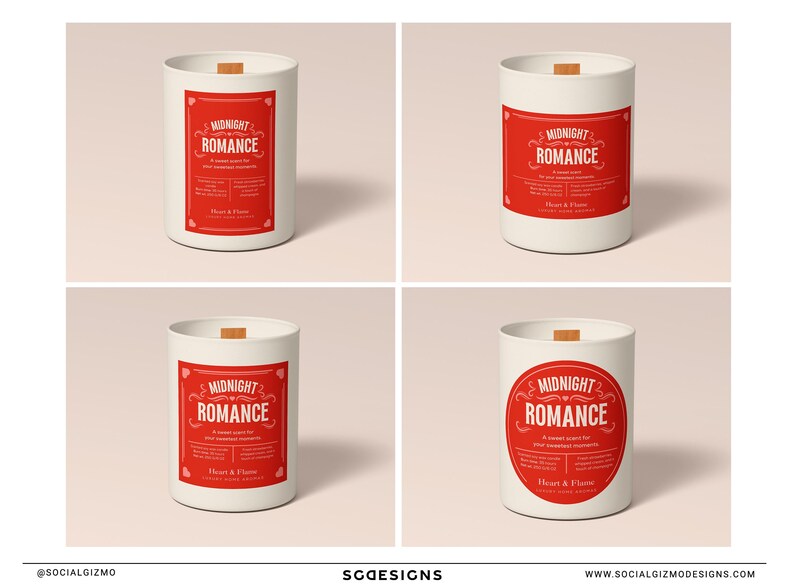 Valentine's Candle Label Bundle: Elegant Label Templates Design ...
