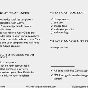 Editable Cosmetic Label Minimal Label Set Design Beige - Etsy