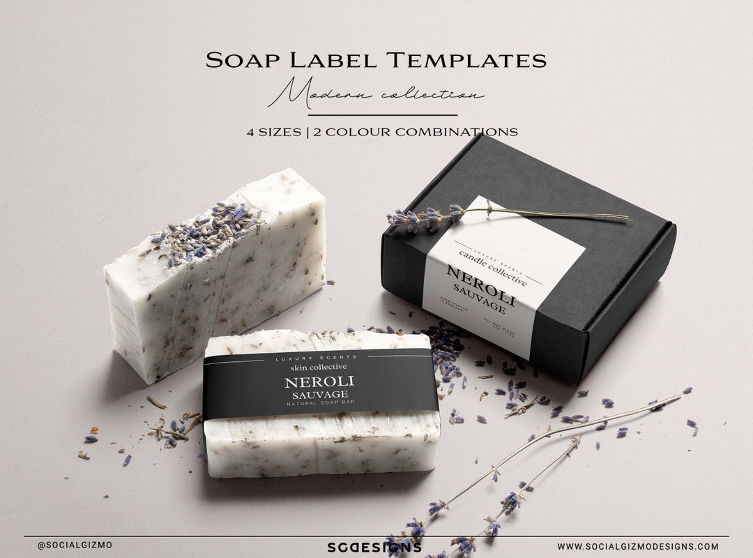 Editable Soap Label Template, DIY Soap Label, Black Soap Belly Band ...