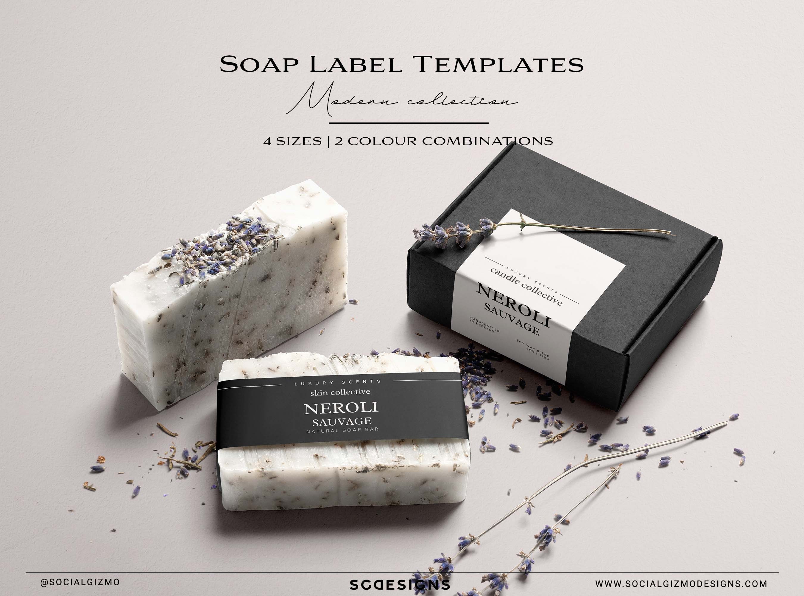 Black Soap Label Template, Modern Belly Band Soap Packaging, Editable ...