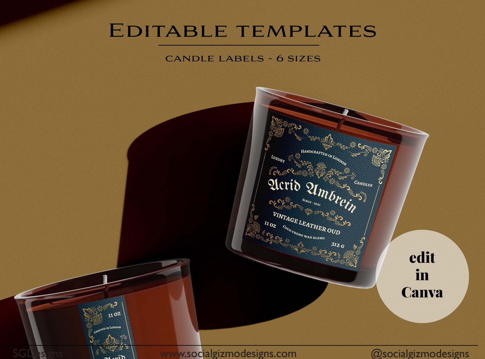 Apothecary Candle Label Templates: Vintage Elegant Candle Packaging ...