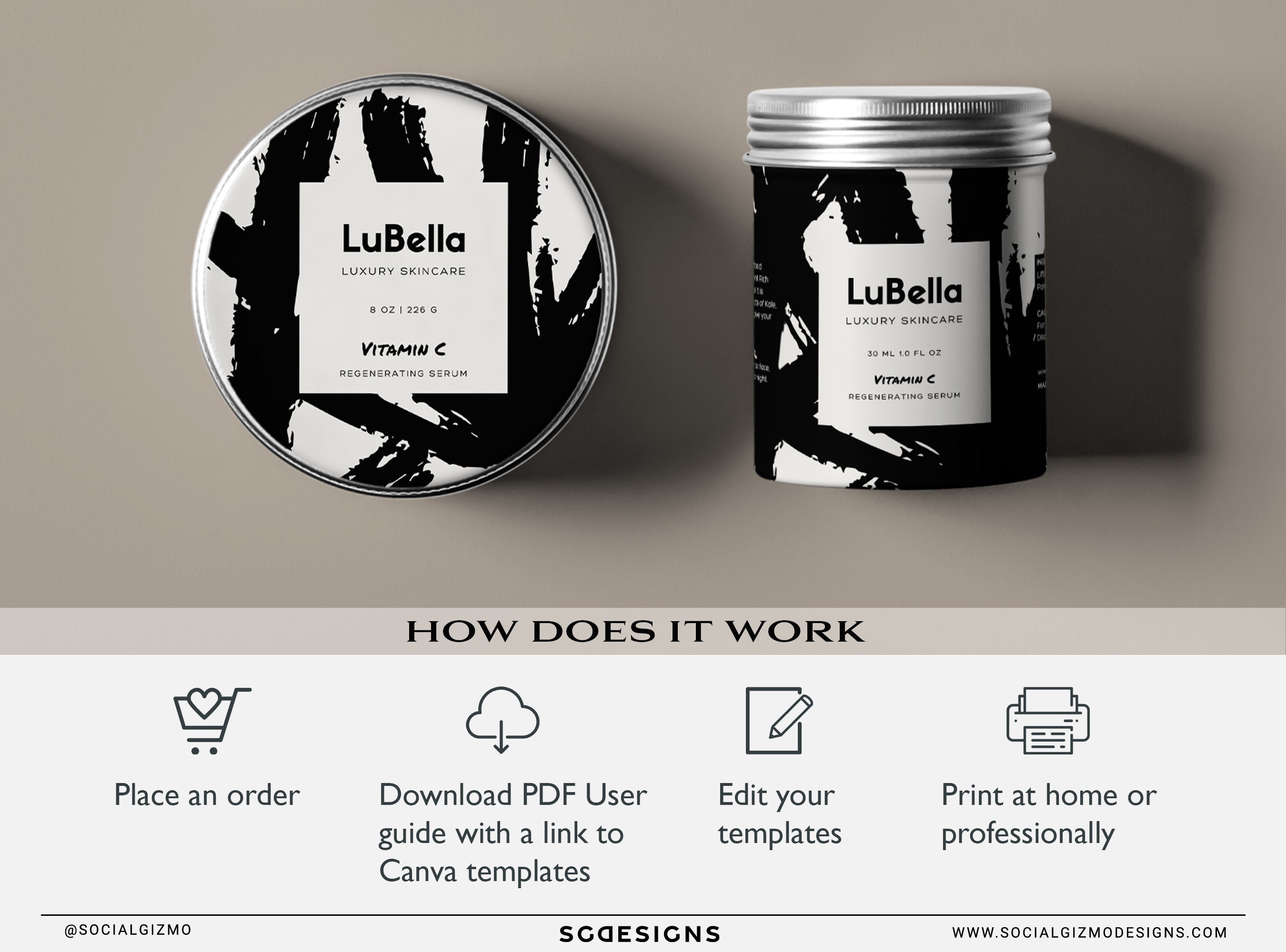 DIY Wrap Around Skincare Label Templates Modern Editable - Etsy