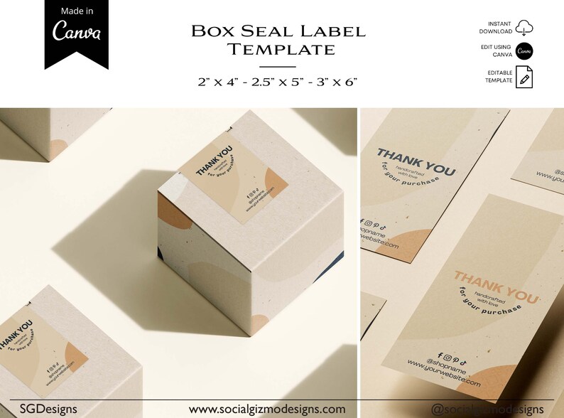 Beige Box Seal Label Template Boho Box Sealing Stickers DIY - Etsy UK