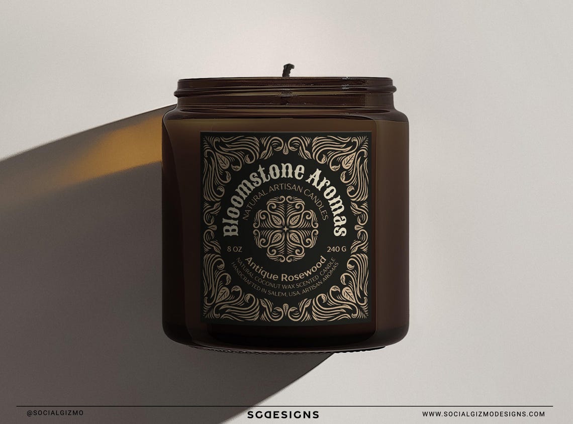 Alchemy DIY Candle Labels, Mystical Candle Label Templates, Black ...