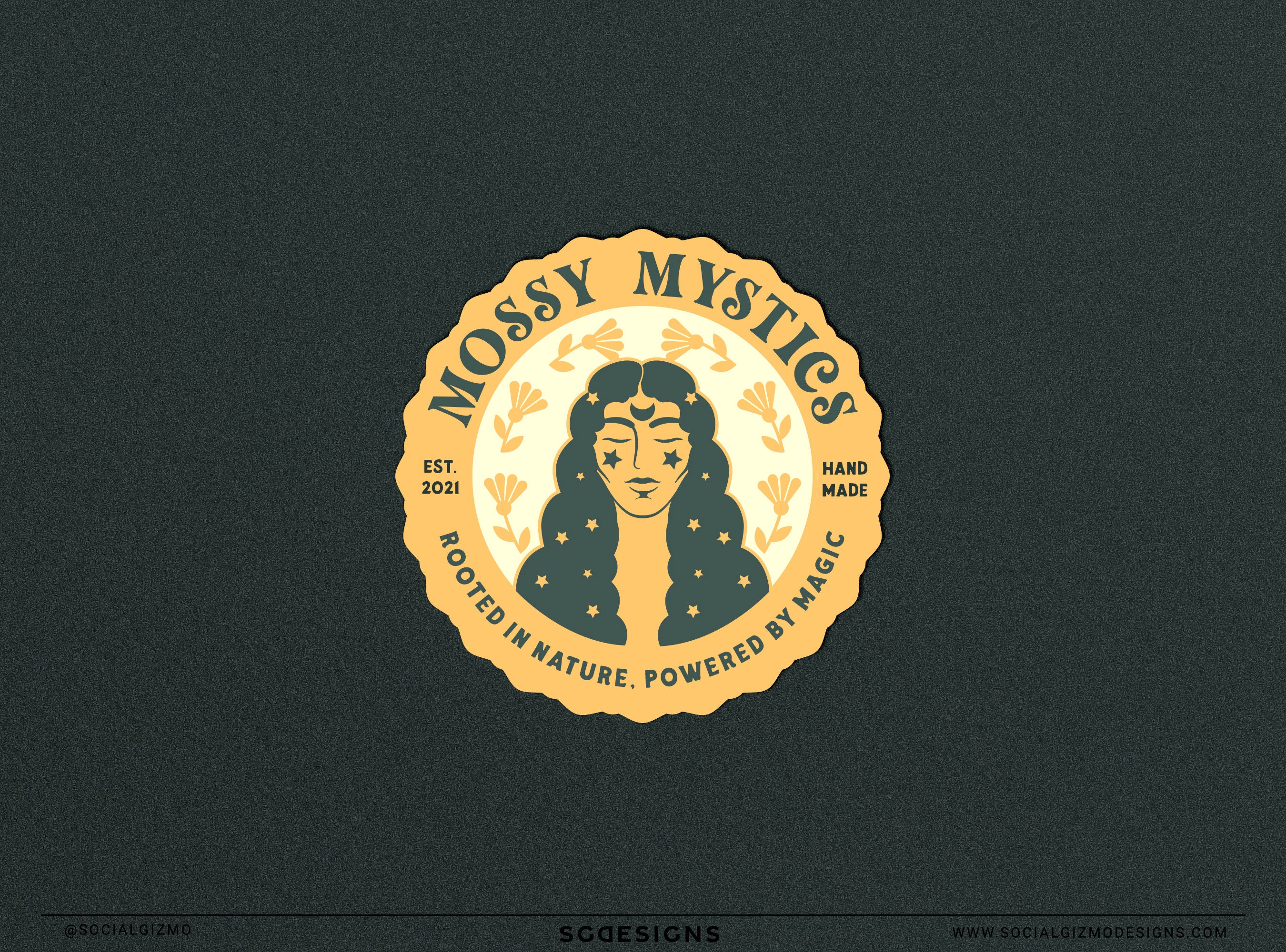 Moon Witch Logo for Herbalist, Witchcraft Badge Logo Design, Green ...