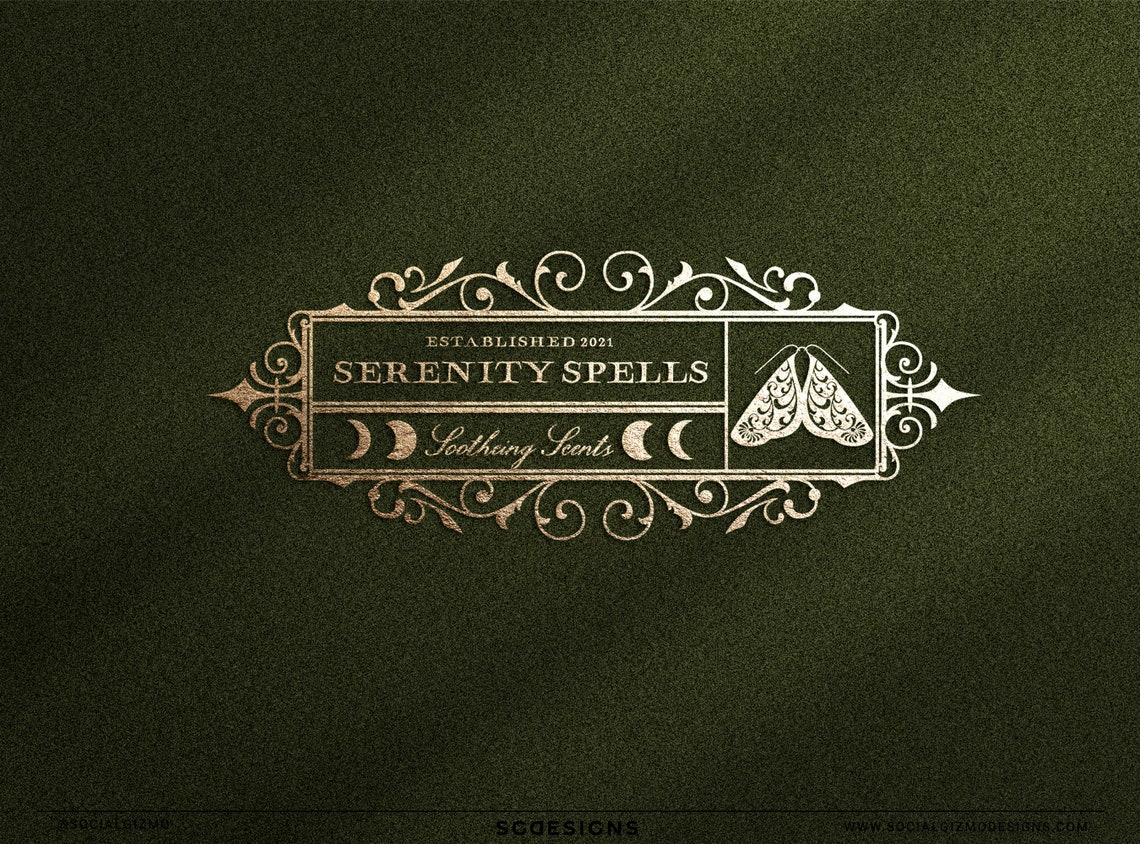 Elegant Witchy Moth Logo Design for Herbalist Vintage Moth - Etsy