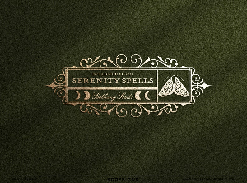 Elegant Witchy Moth Logo Design for Herbalist Vintage Moth - Etsy