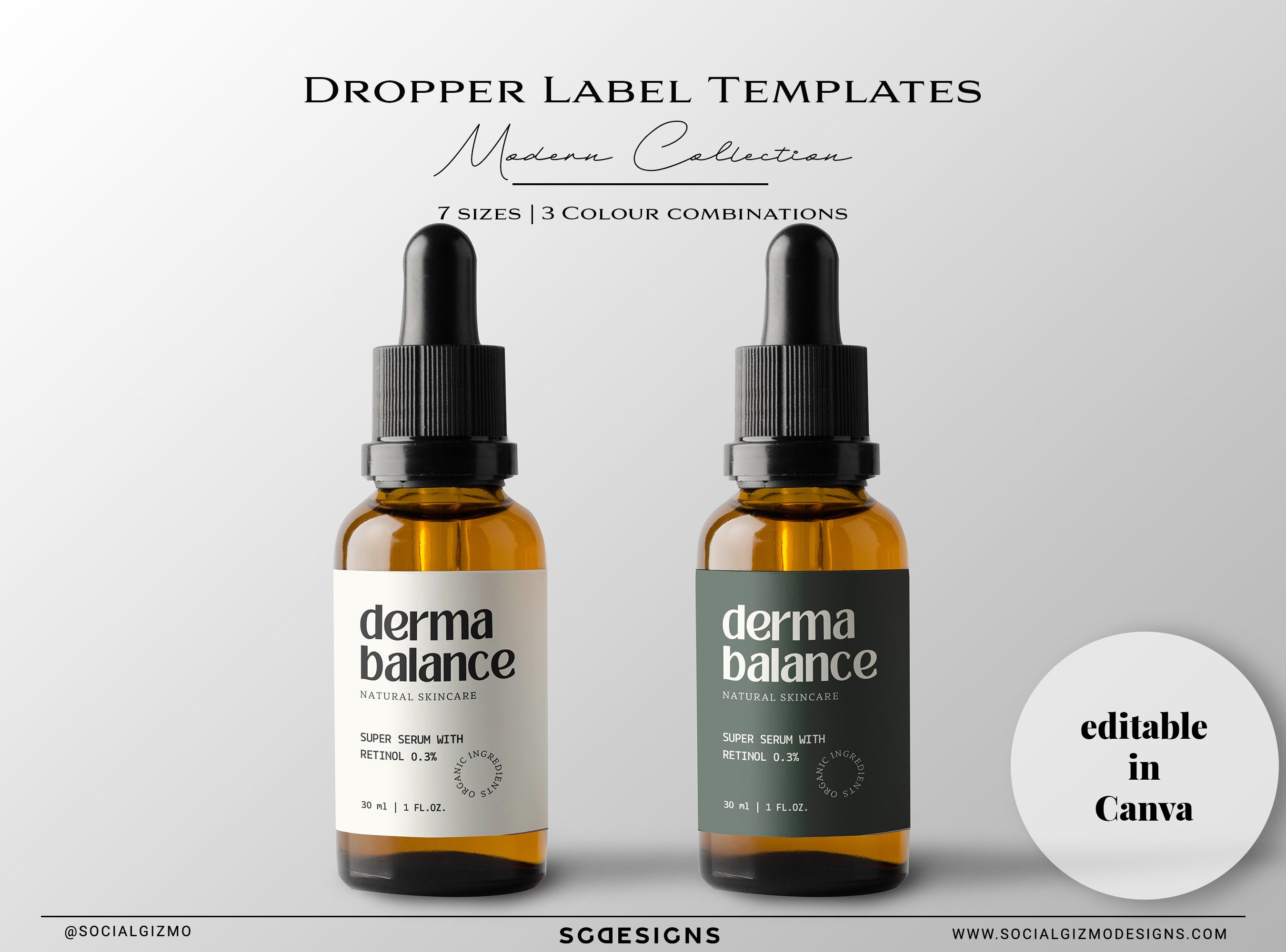 DIY Dropper Label Template Modern Serum Label Design - Etsy