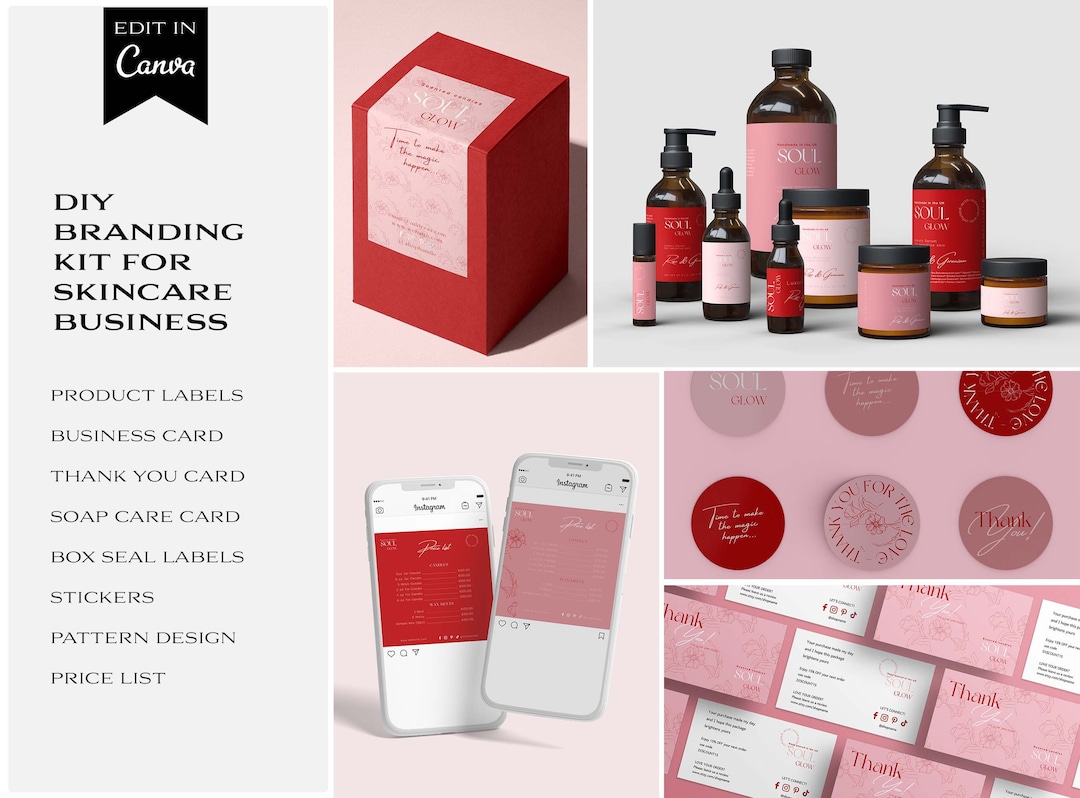 Skincare Business Branding Templates, DIY Branding Kit for Cosmetics ...