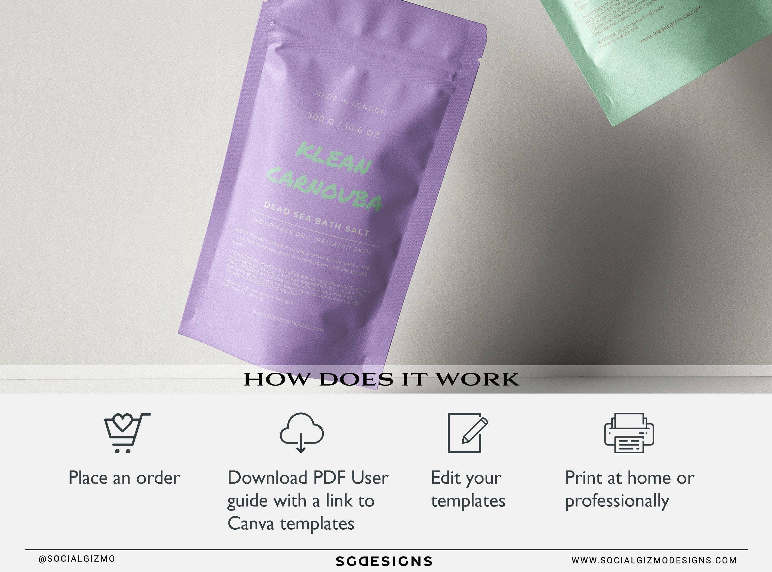 Modern Pouch Label Template, DIY Bath Soak Labels for Skincare Business ...