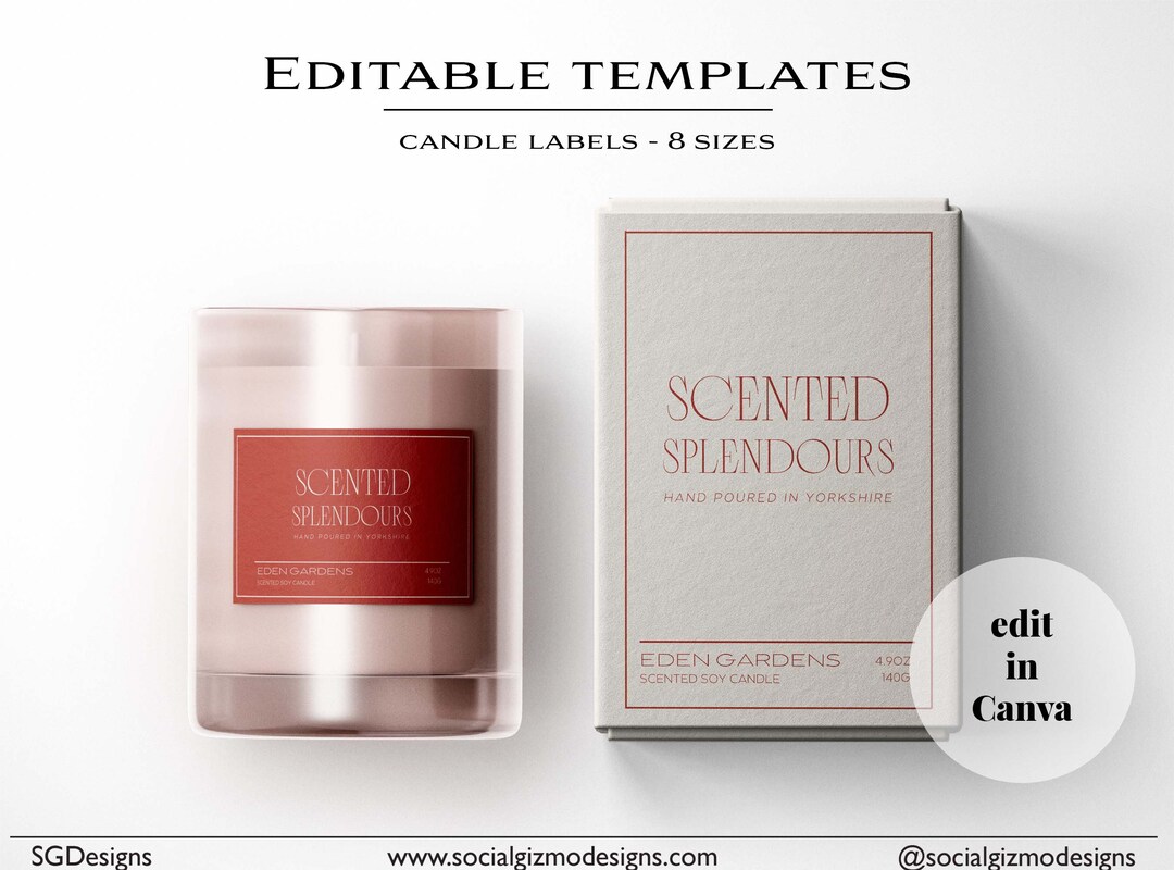 Red Elegant Candle Labels, Classy DIY Candle Label Design, Luxury ...