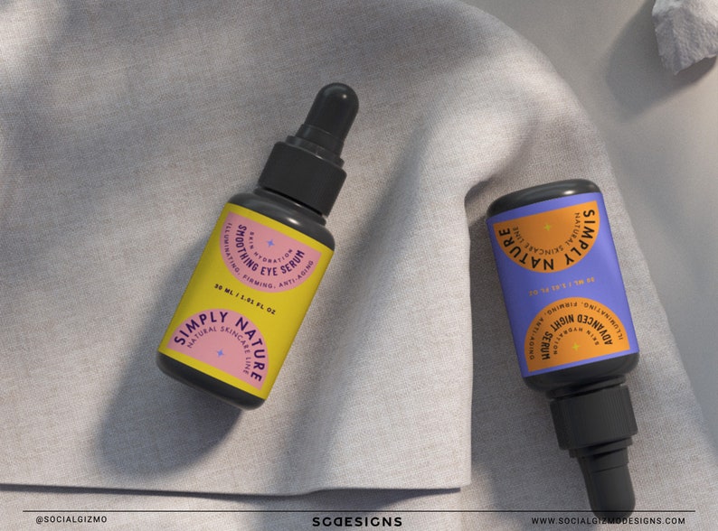 DIY Bold Dropper Label Template, Modern Serum Label Template, Editable ...