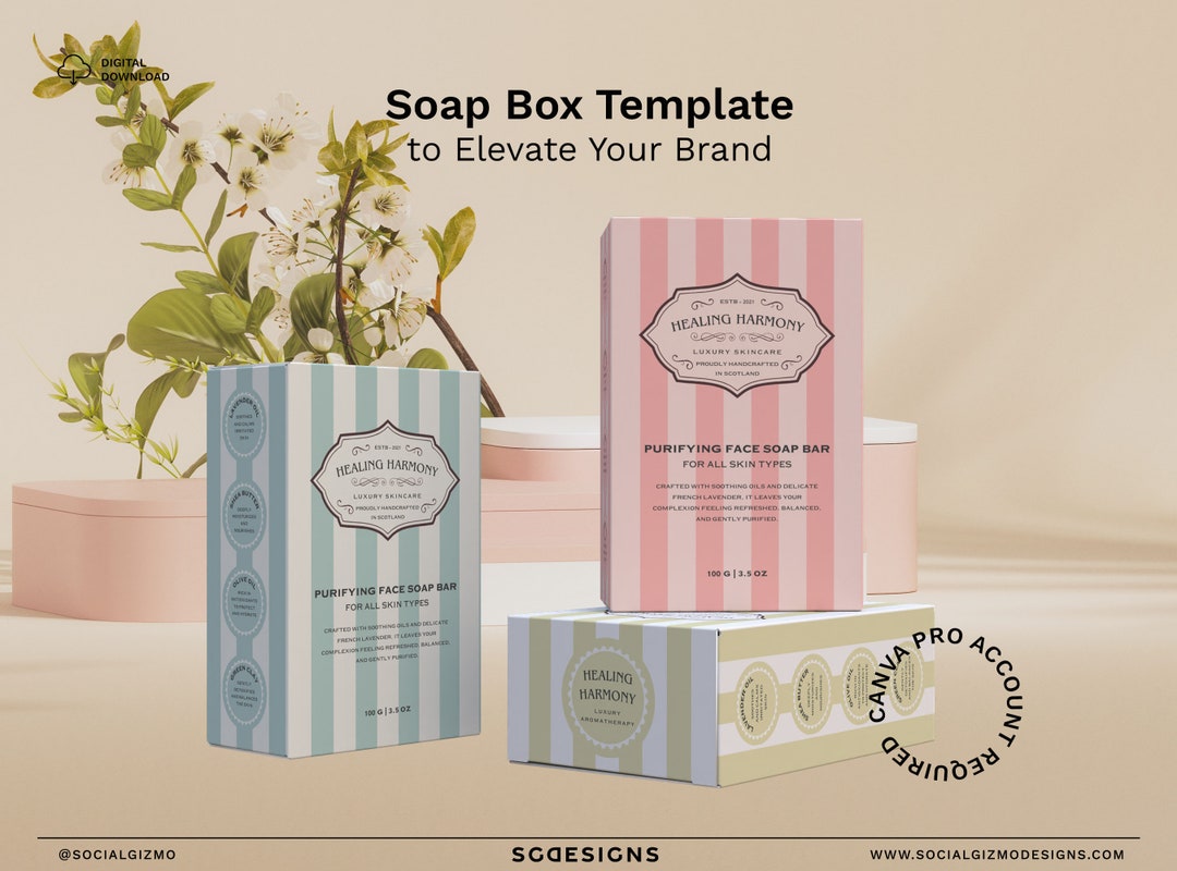 Vintage Parisian Soap Box Design, Pink DIY Vintage 4 Oz Soap Bar Box Design Template, Elegant ...