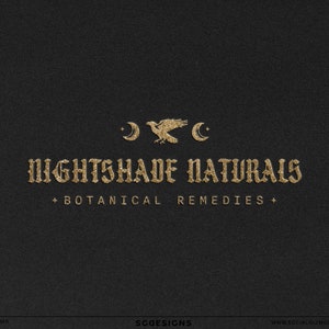 Gothic Raven and Moon Logo, Witchcraft Raven Logo, Apothecary Raven ...