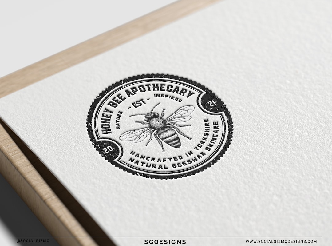 Round Bee Logo Design Vintage Honey Logo Rustic Bee Logo - Etsy Australia