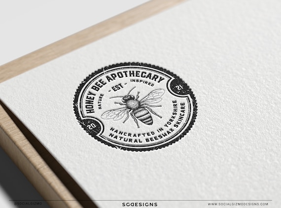 Round Bee Logo Design Vintage Honey Logo Rustic Bee Logo - Etsy Australia