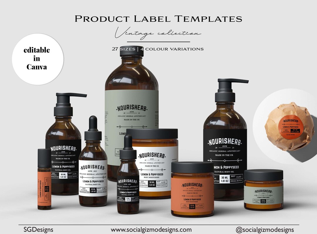 Editable Cosmetic Labels Vintage Label Set Design Apothecary - Etsy Canada