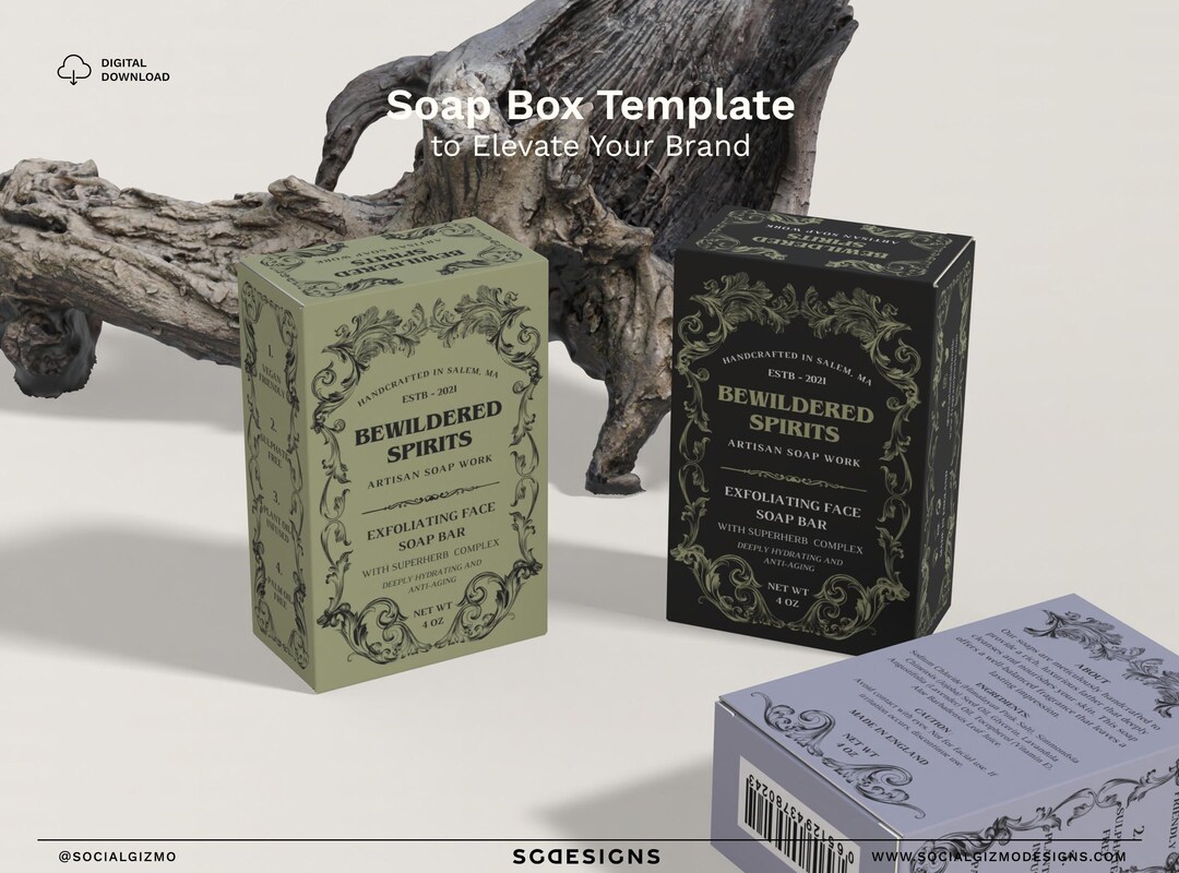 Soap Box Template Canva, 4 Oz Soap Packaging Template, Editable Vintage ...