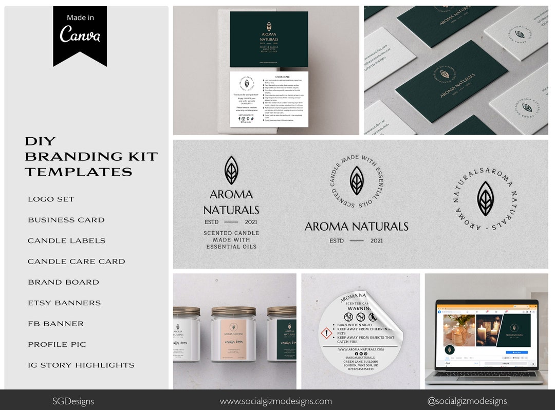 DIY Branding Kit, Candle Logo, Premade Logo Design Set, Full Branding ...