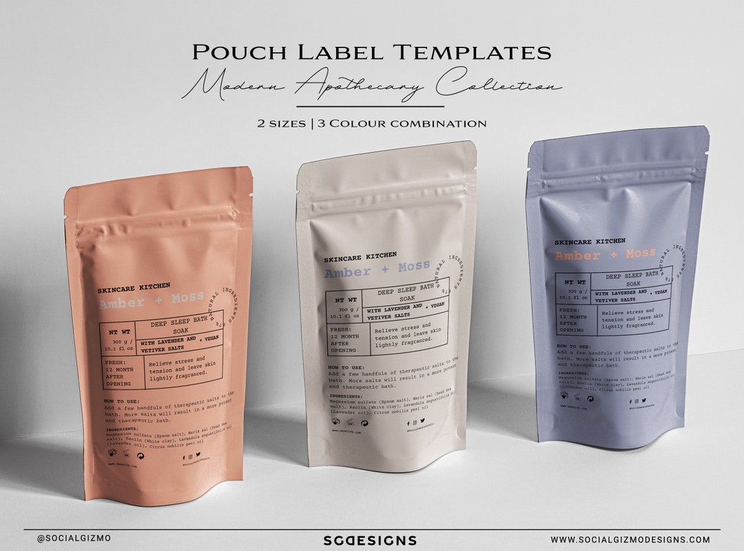 DIY Pouch Label Template, Apothecary Pouch Label, Modern Pouch Label ...