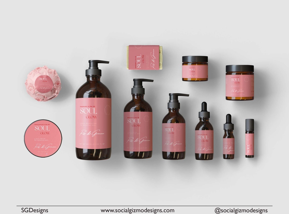 Editable Cosmetic Labels Modern Label Set Design Pink - Etsy UK