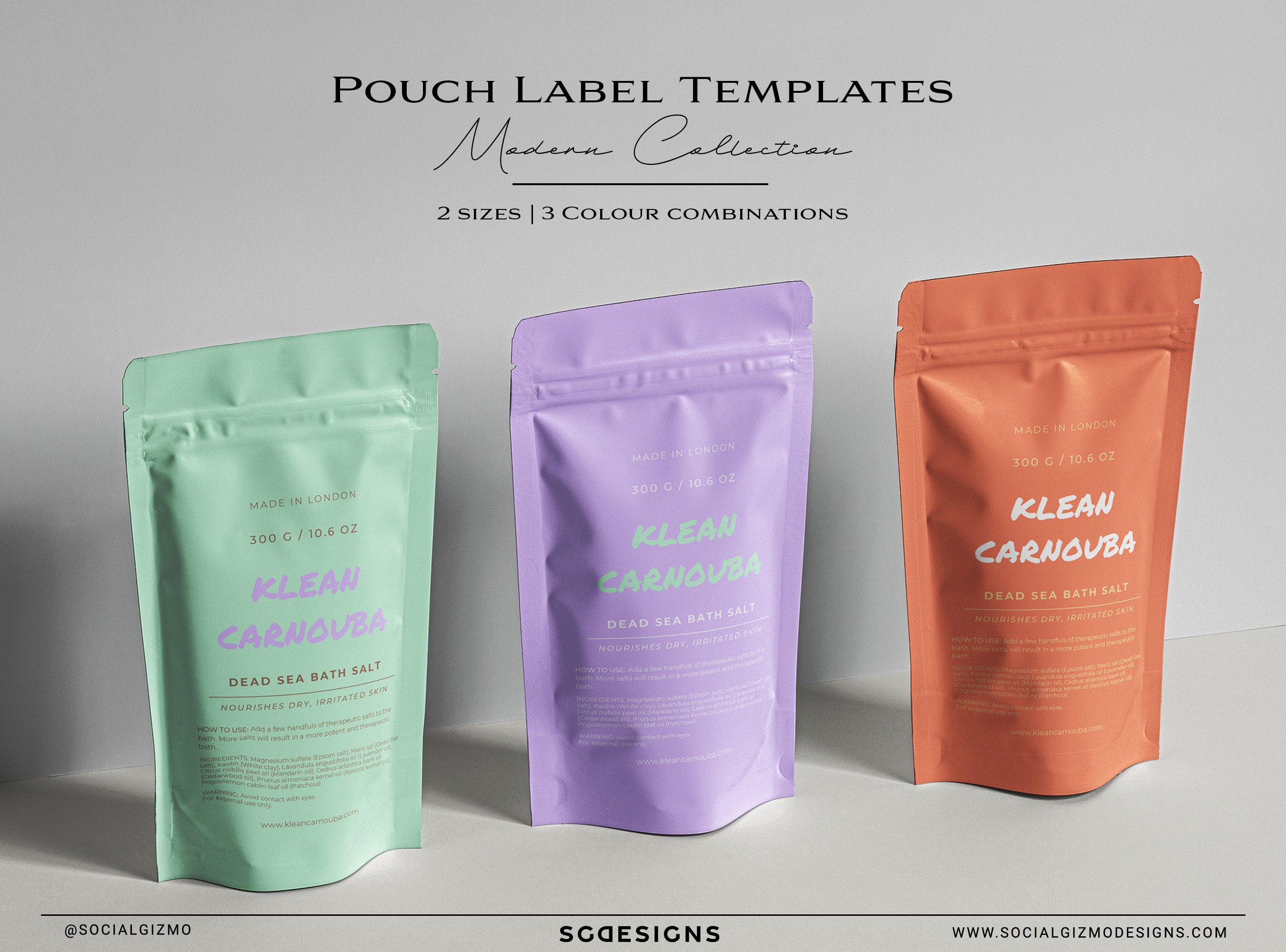 Modern Pouch Label Template, DIY Bath Soak Labels for Skincare Business ...