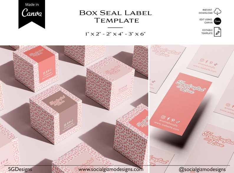 Retro Box Seal Sticker Template Box Sealing Labels DIY | Etsy