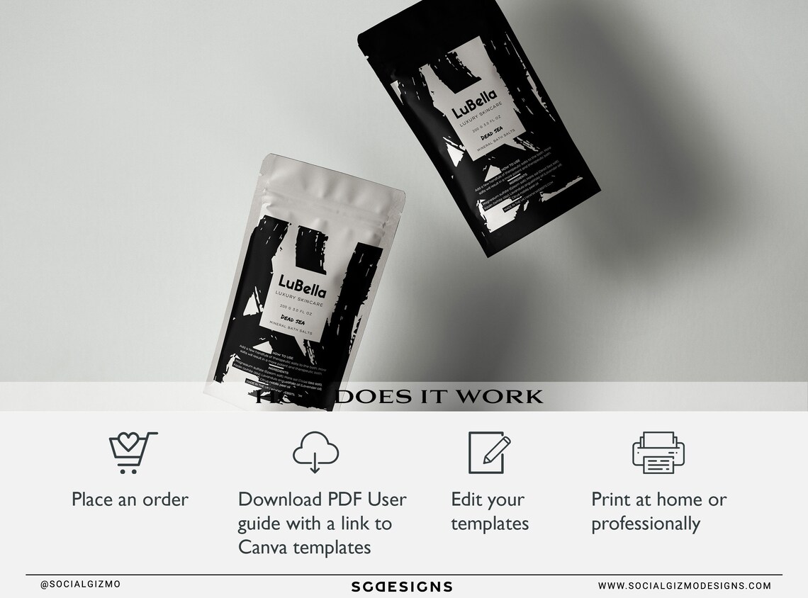 Modern Pouch Label Template DIY Bath Salt Label for Skincare - Etsy