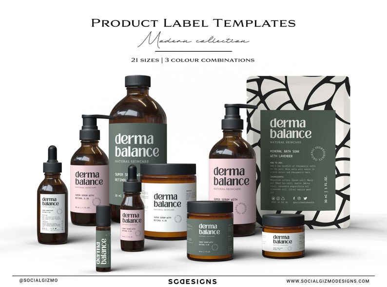 Editable Cosmetic Labels Modern Apothecary Label Set Design - Etsy