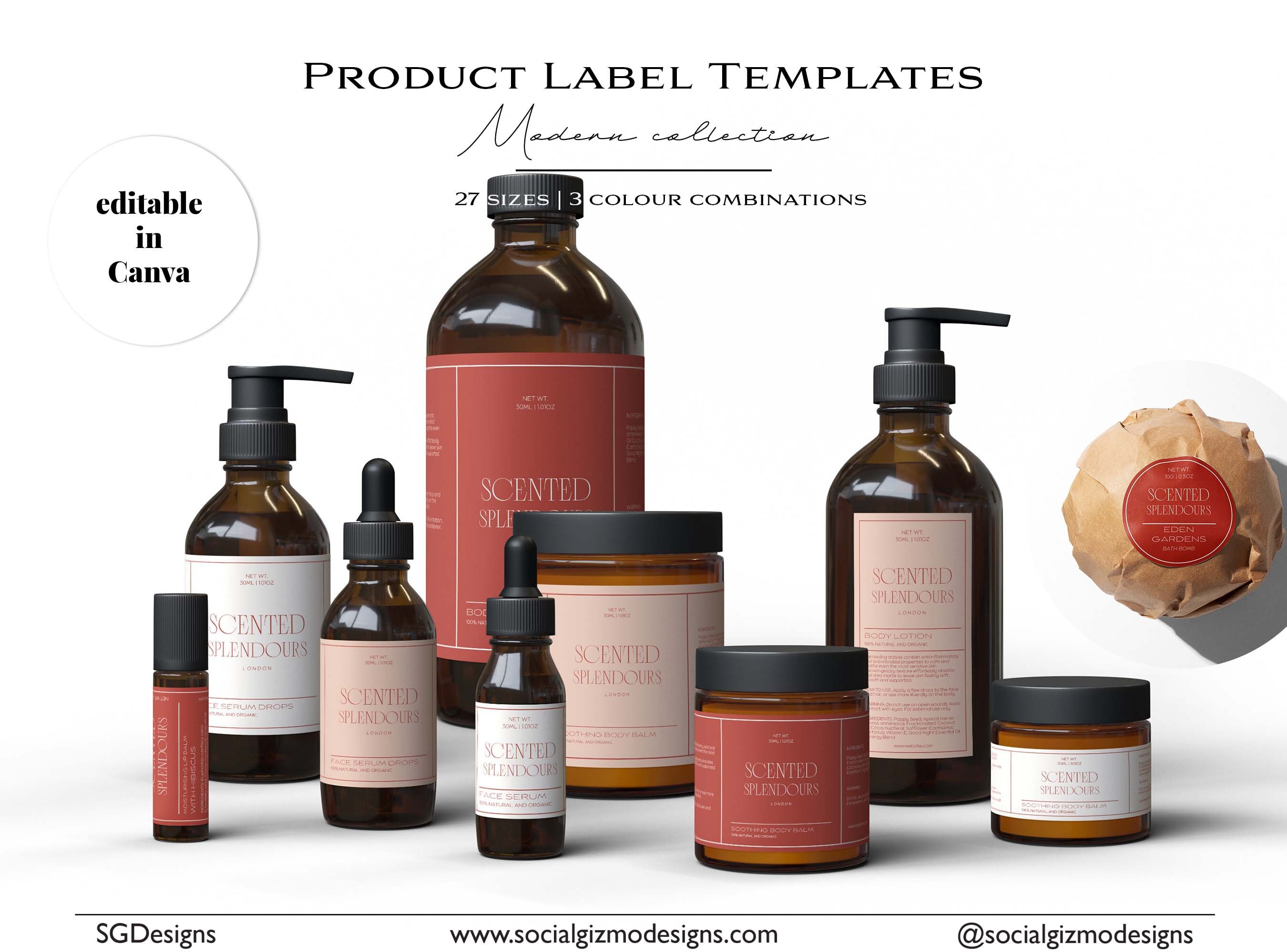 Editable Cosmetic Label, Minimal Label Set Design, Beige Product Label ...