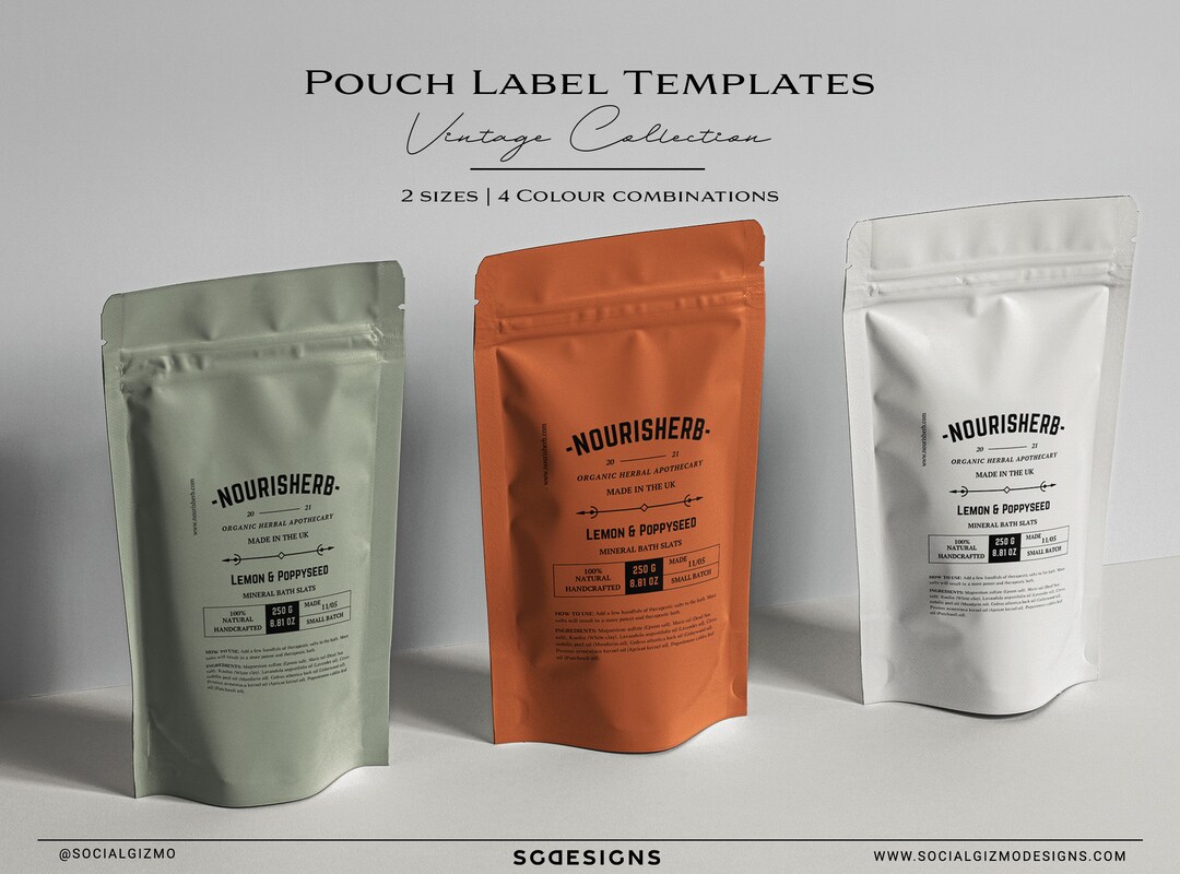 Vintage Pouch Label Template, DIY Vintage Bath Soak Label, Editable ...