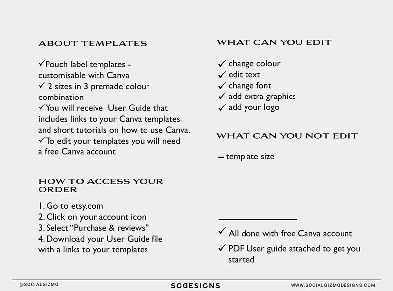 DIY Pouch Label Templates White Pouch Label Modern Pouch - Etsy